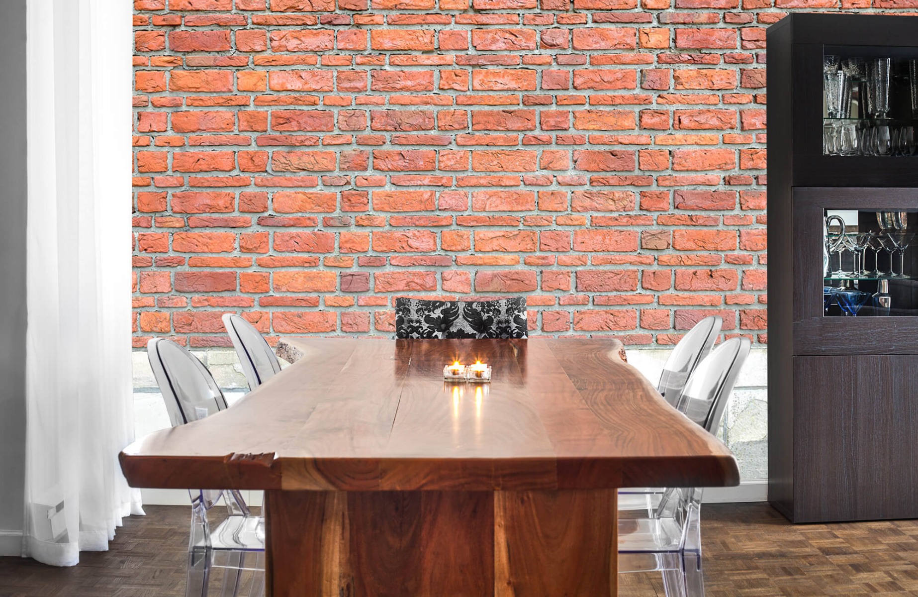 Tegelstenar med gammal betong - Wallgroup Fototapet