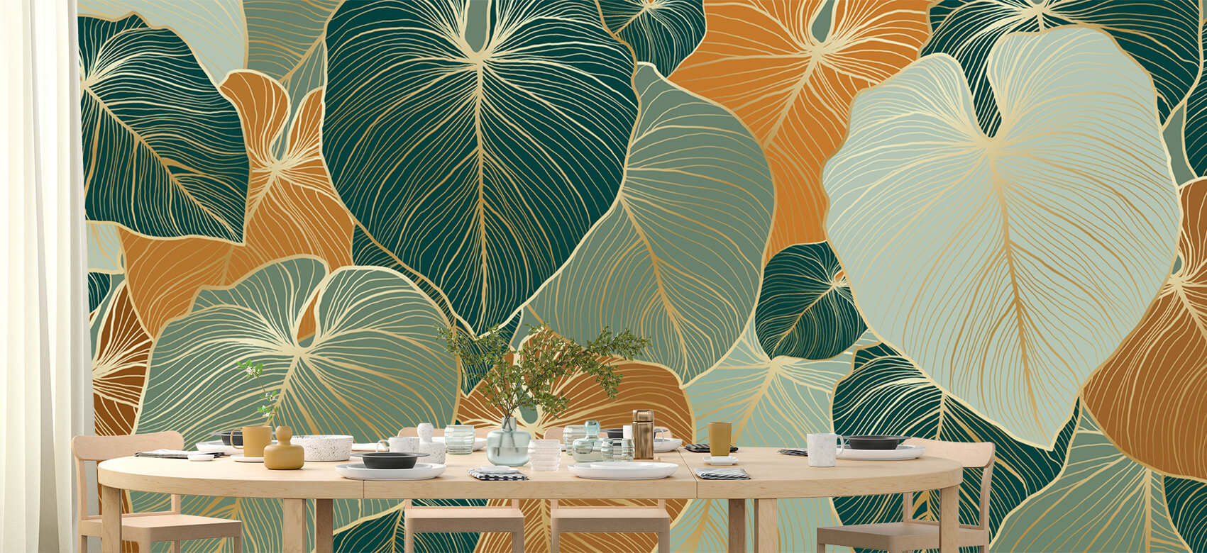 Blad med koppar - Wallgroup Fototapet