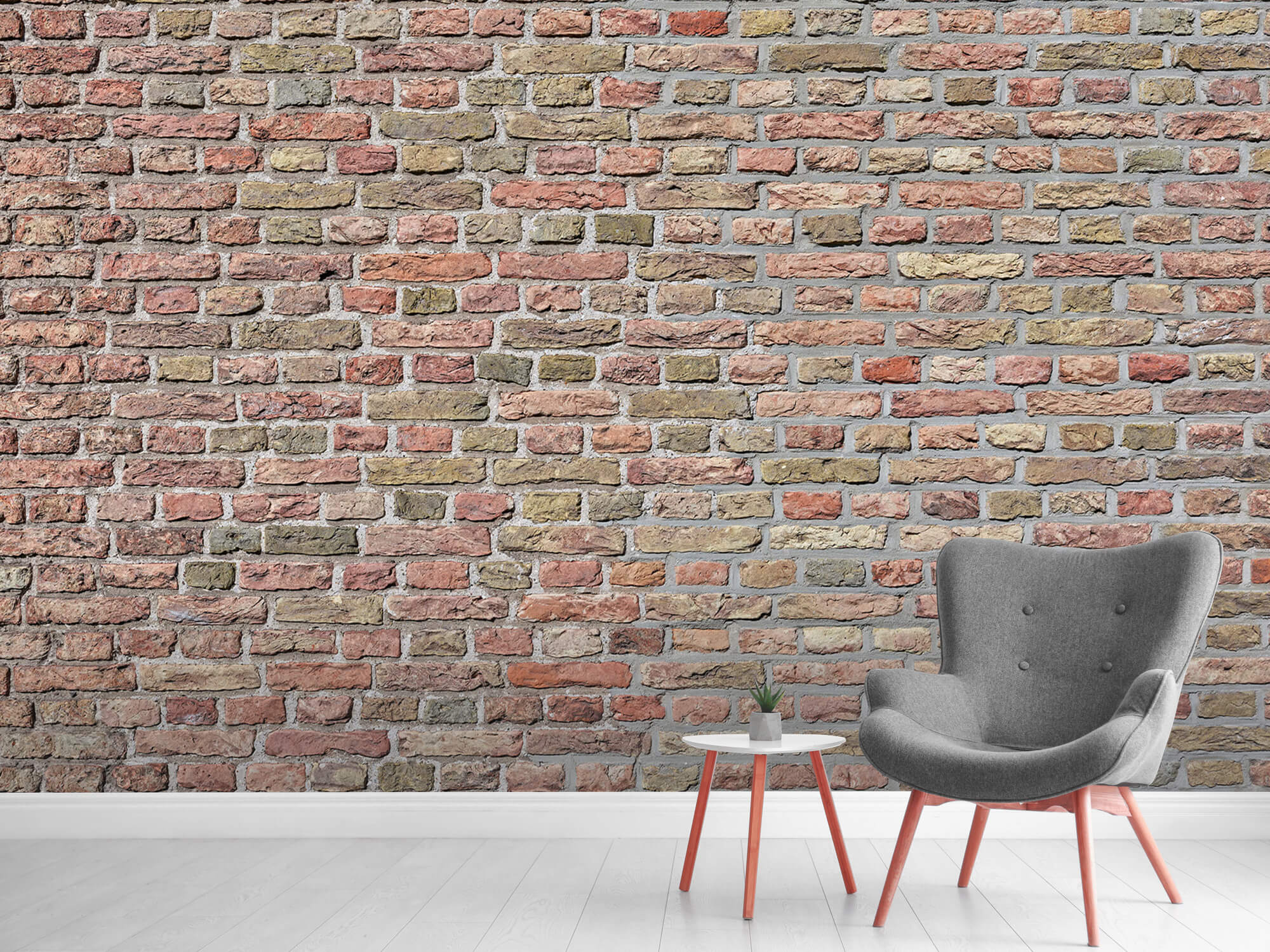 Mur av tegel med restaurerade fogar - Wallgroup Fototapet